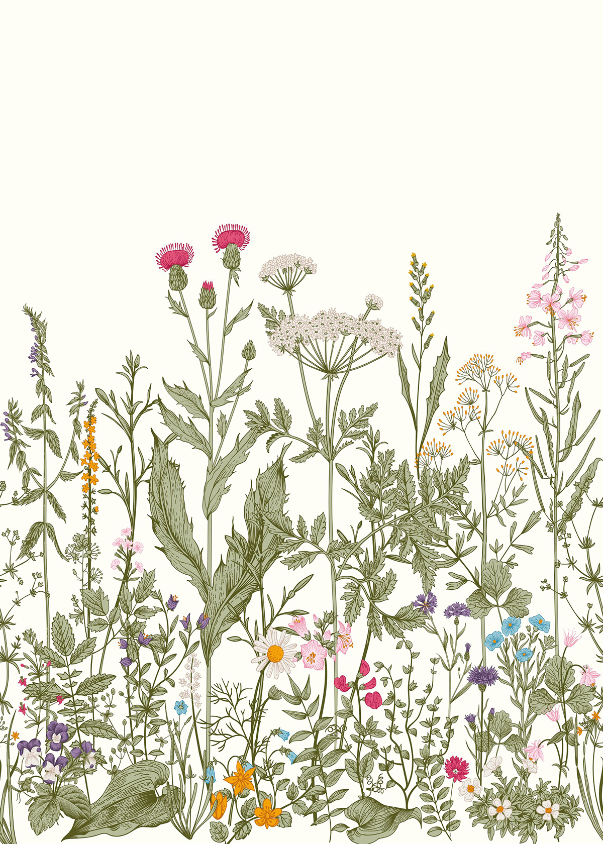 Papier peint panoramique Fleurs Alice vert - Beauty Full Image 2 de ...